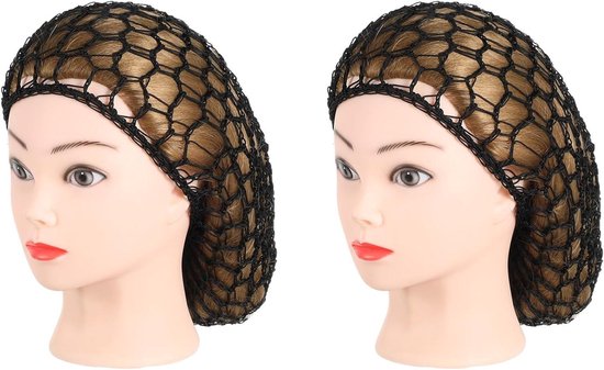 Velto95 - Gehaakt haarnet voor dames 2 stuks - Zwart mesh polyester ...