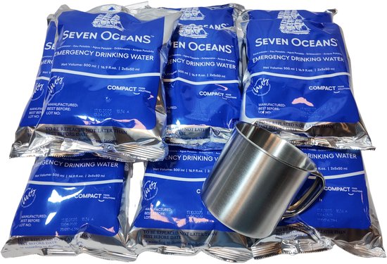 Seven Oceans Emergency Drinking Water - Lang Houdbaar - 10 stuks - Incl ...