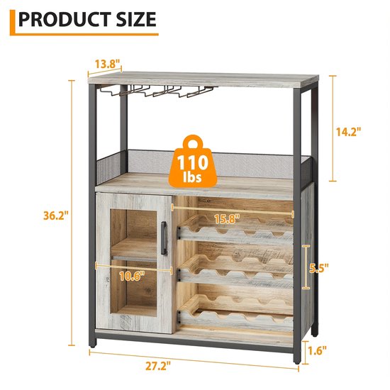 Wijnkast – Wijnrek – Drankmeubel – Barmeubel – Wijnopberger ...