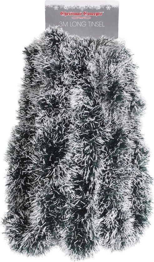 Luxe Kerst Slinger 3 Meter - Groen en Wit Tinsel voor Kerstboom ...