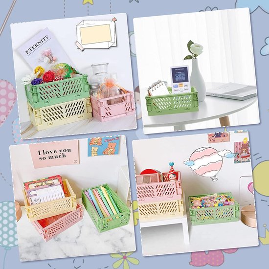 Set van 4 Vouwbare Mini-Manden voor Opberging - Kunststof, Stapelbare ...