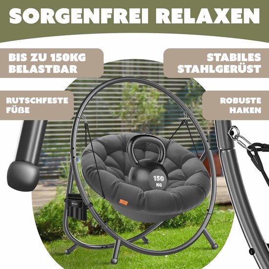 Hangstoel met frame voor binnen en buiten - Ergonomisch en comfortabel ...