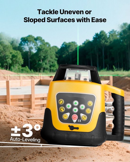 Laserwaterpas - Rotatielaser Bouwlaser - Bereik 500 m - Zelfnivellerend ...
