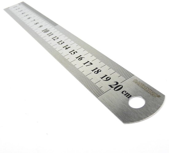 Edelstahl of Aluminium Liniaal 20 cm - Meten in Metric en Imperial ...