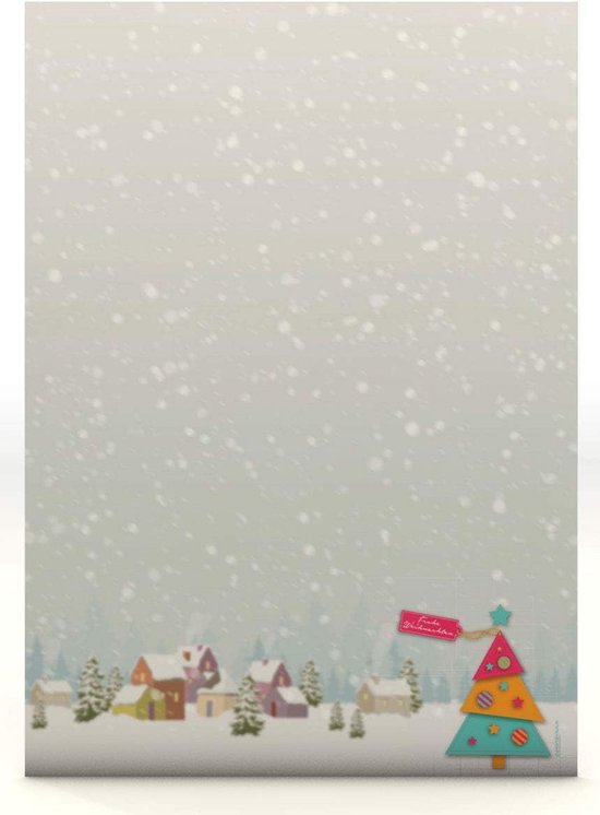 Kerstmotief papier met kleurrijke dennenbomen, A4, 20 vellen | bol