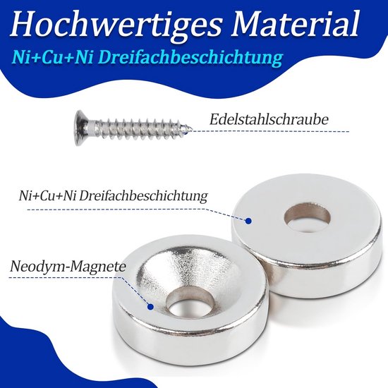 Krachtige Neodymium Magneten (10x3mm) met Schroefgat - Sterk & Plat ...