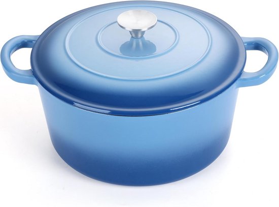 Gietijzeren Hollandse Oven met Deksel 5 Liter Emaille voor Inductie en ...