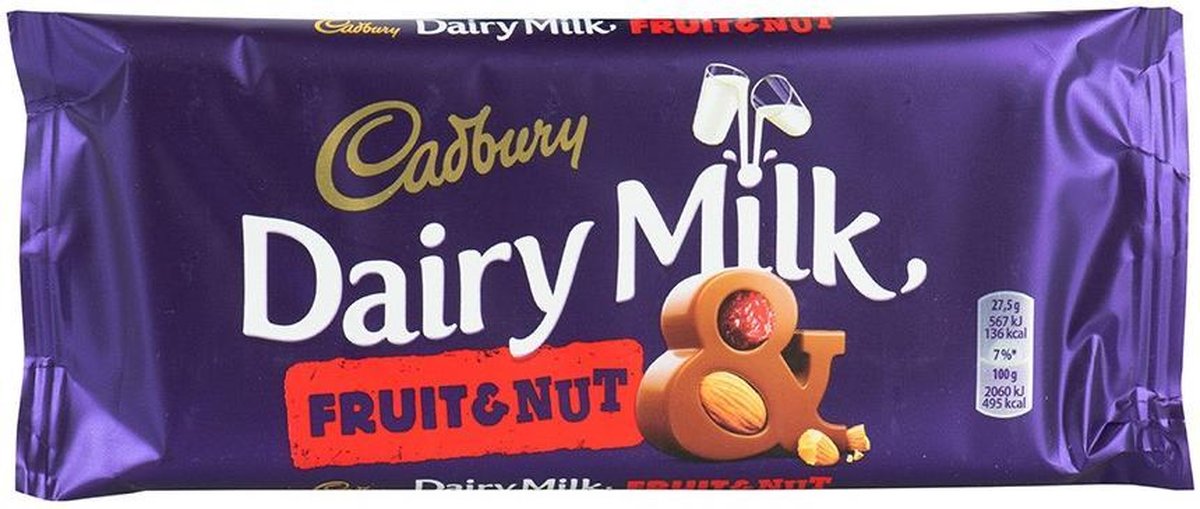 Cadbury Chocolade Reep Fruit & Nut 18 x 110 Gram | bol.com