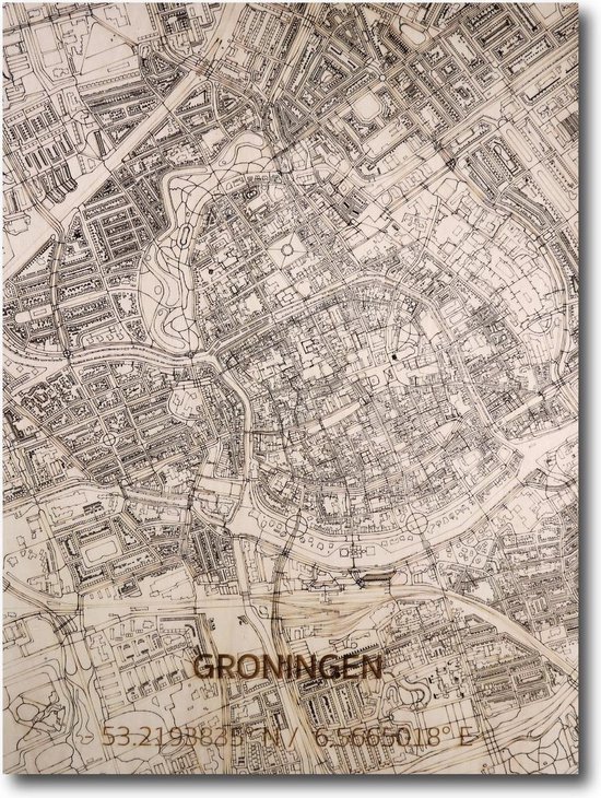 Stadskaart Groningen 70x50cm | Plattegrond | Uniek | muurkaart | kaart ...