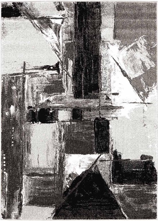 Grijs Tapijt Laagpolig Vloerkleed Omid Art - Grey Paint - 80x150cm ...