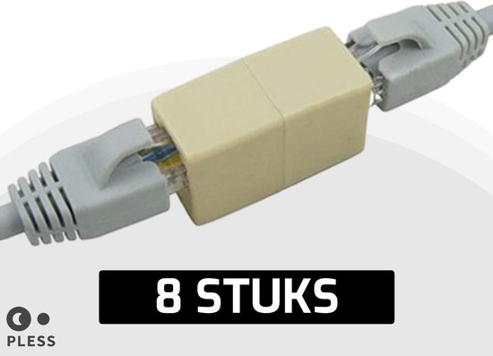 8x UTP - RJ45 Netwerk Ethernet Internet Kabel Verlengstukje Koppelstuk ...