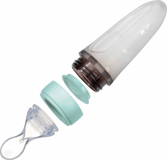 Nûby - Silicone knijpfles met lepel - 'Squeeze feeder' - Groen - 3m+ | bol.com