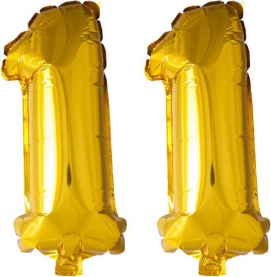 Folieballon nr. 11 Goud 41cm | bol