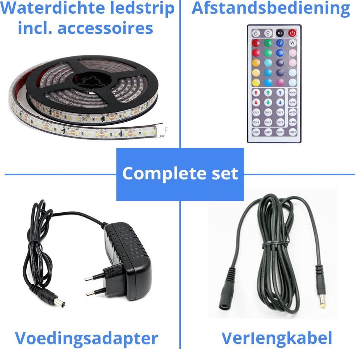 Led strip 5 meter RGB voor buiten - Complete set - Waterdichte ledstrip ...