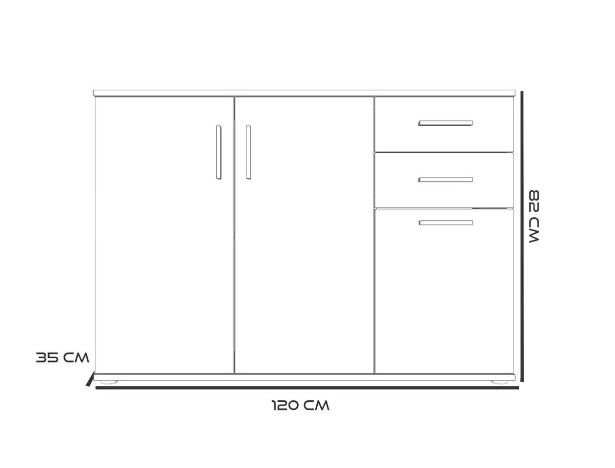 AZ-Home - Dressoir Stiv II 120 cm - Commode - Kast - Antraciet - Eiken ...