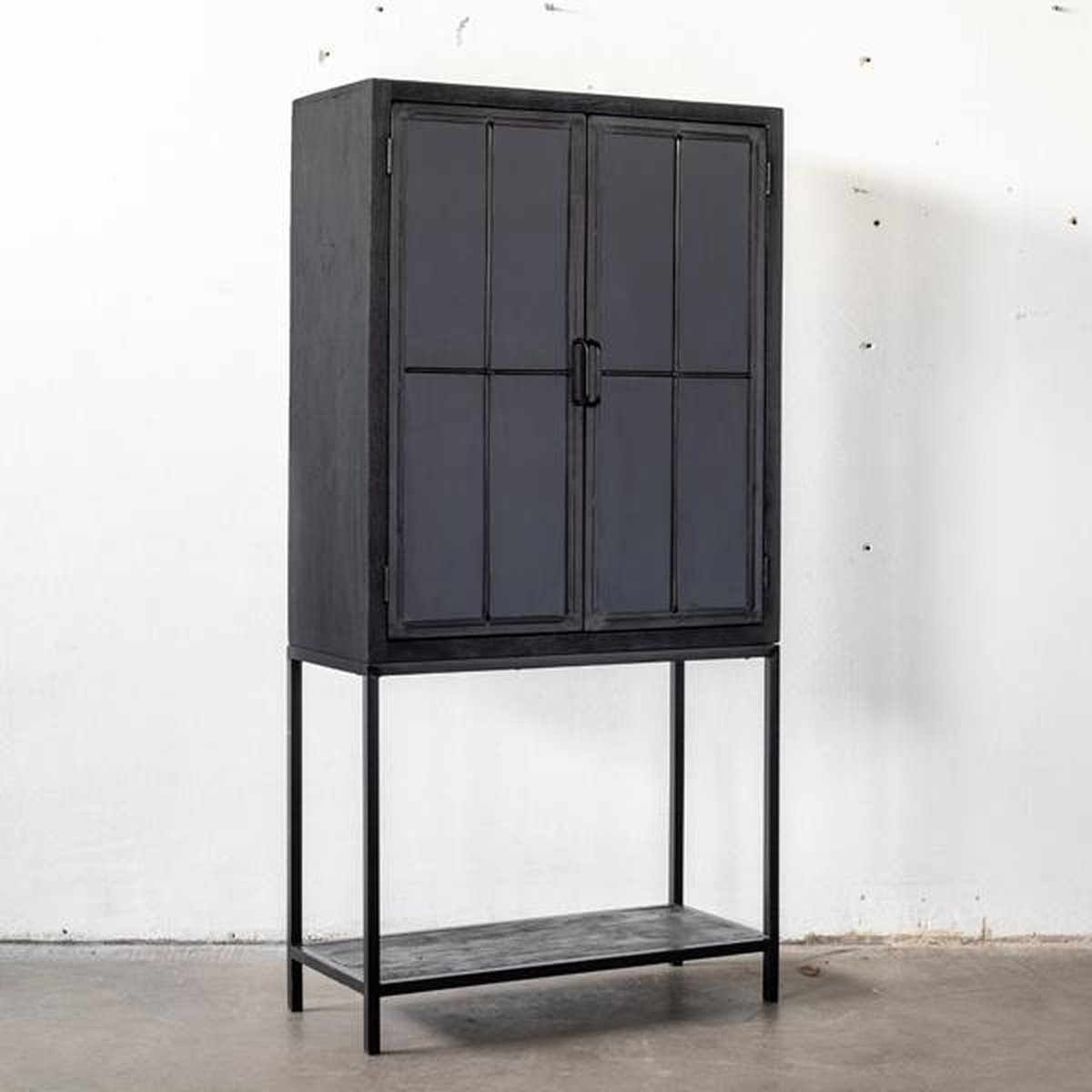 Kast Industrieel - Metaal & Hout - Zwart - 40x90x180cm - Kast Izou ...