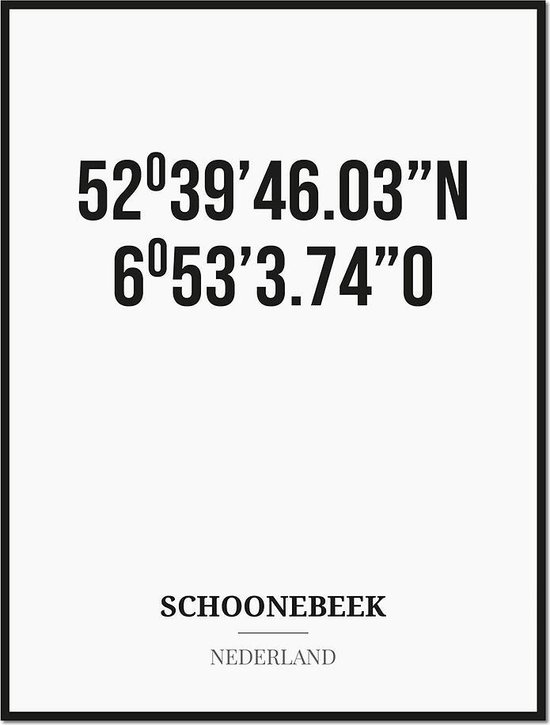 Poster/kaart SCHOONEBEEK met coördinaten | bol.com