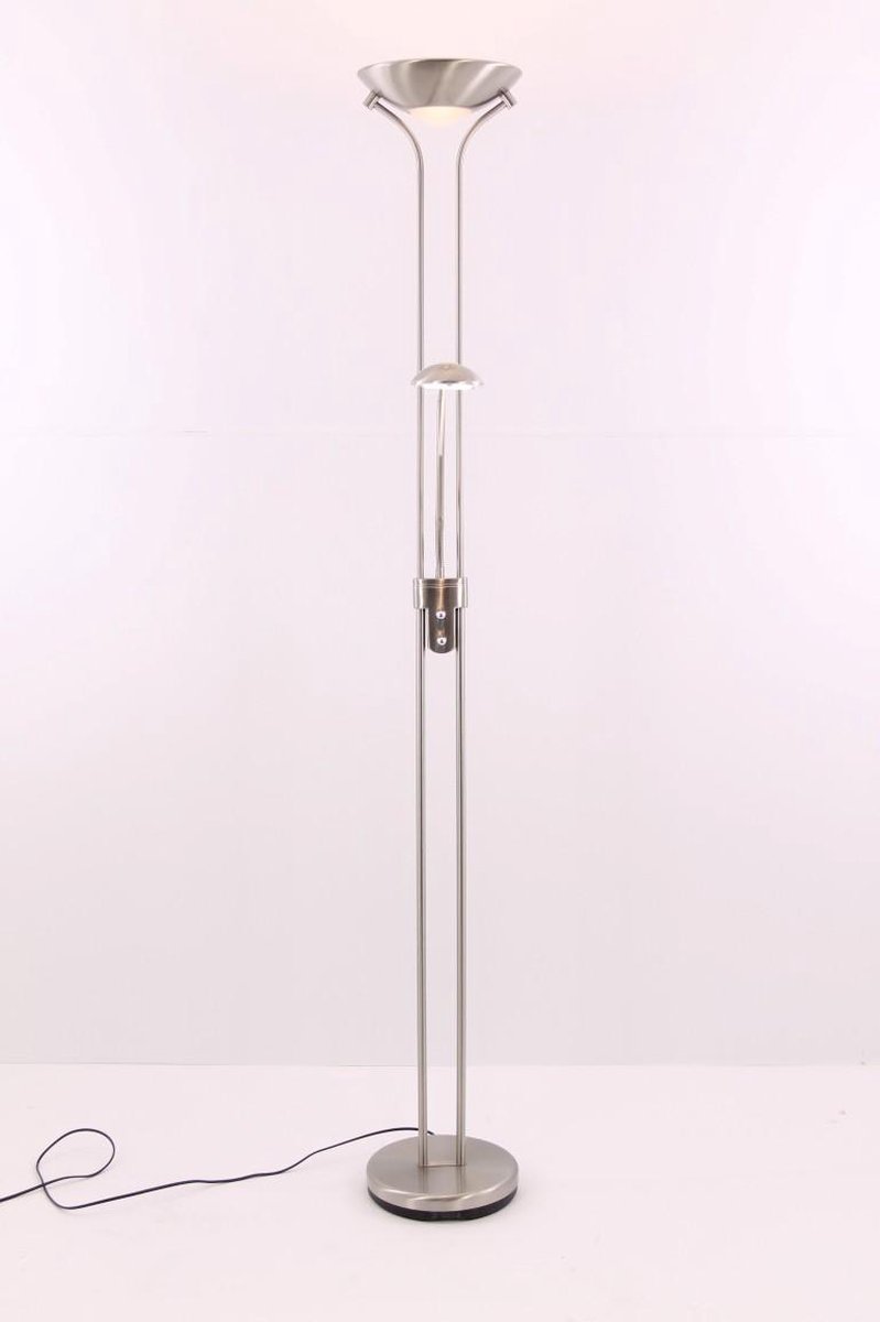 Vloerlamp Uplighter met leeslamp / geïntegreerde LED / staal rvs met ...