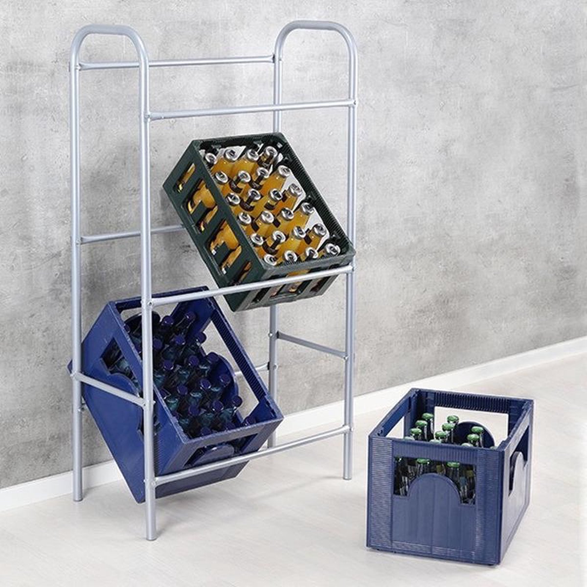 Zilveren krattenrek voor 6 kratten / bierkratten rek 65 x 34 x 115 cm ...