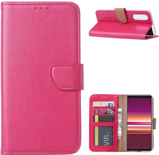 Sony Xperia 5 Bookcase Roze Portemonee Hoesje