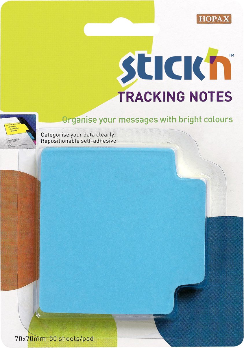 Stick'n Tracking index Note - 70.2x70.2mm, neon blauw, 50 sticky notes ...