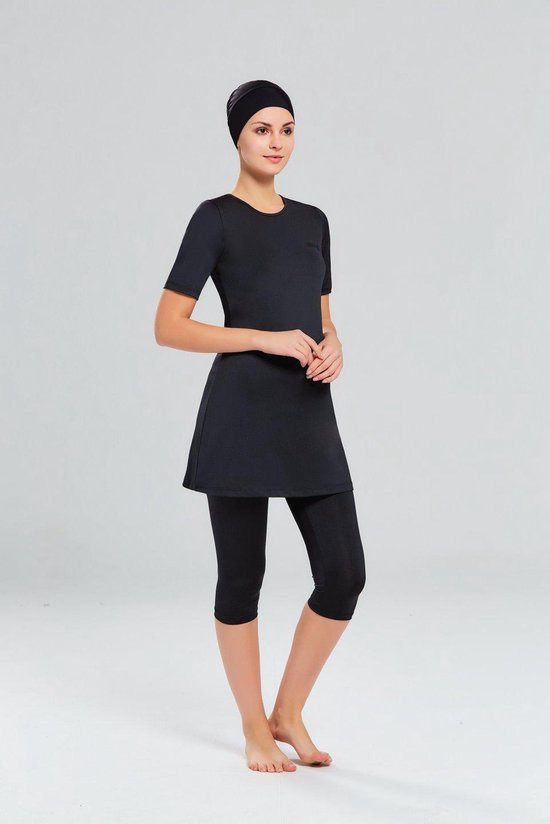 Burkini Adasea, muslim swimwear, dames , Neutral zwart, maat 38 | bol