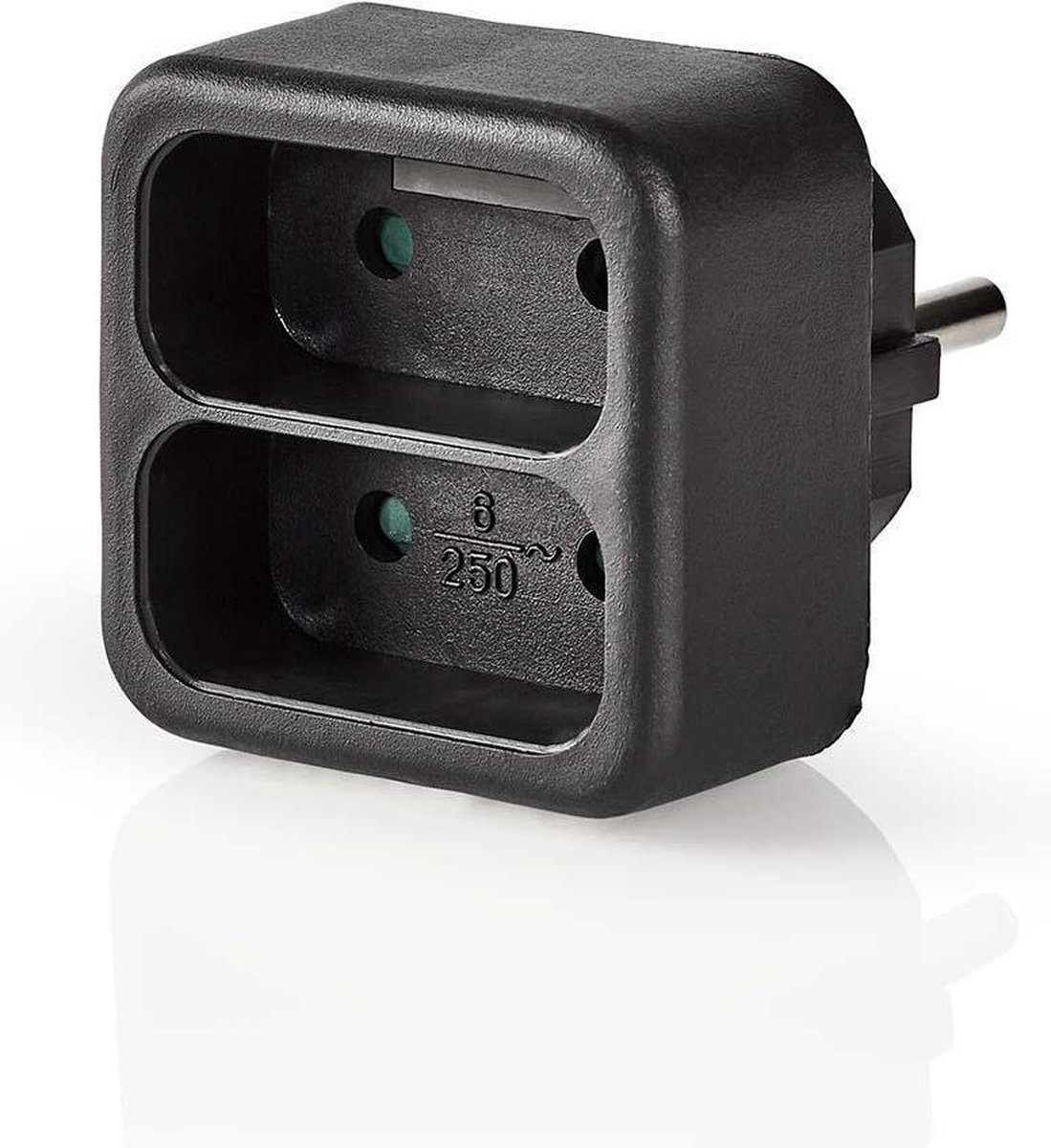 Verdeelstekker - Domino 2 stopcontacten - Zonder aarding - Zwart | bol.com