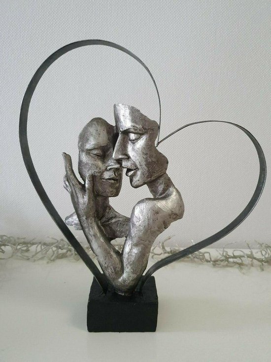 Vrouw - Man - Beeld - Zilver - op voet - 32cm - Liefde | bol.com