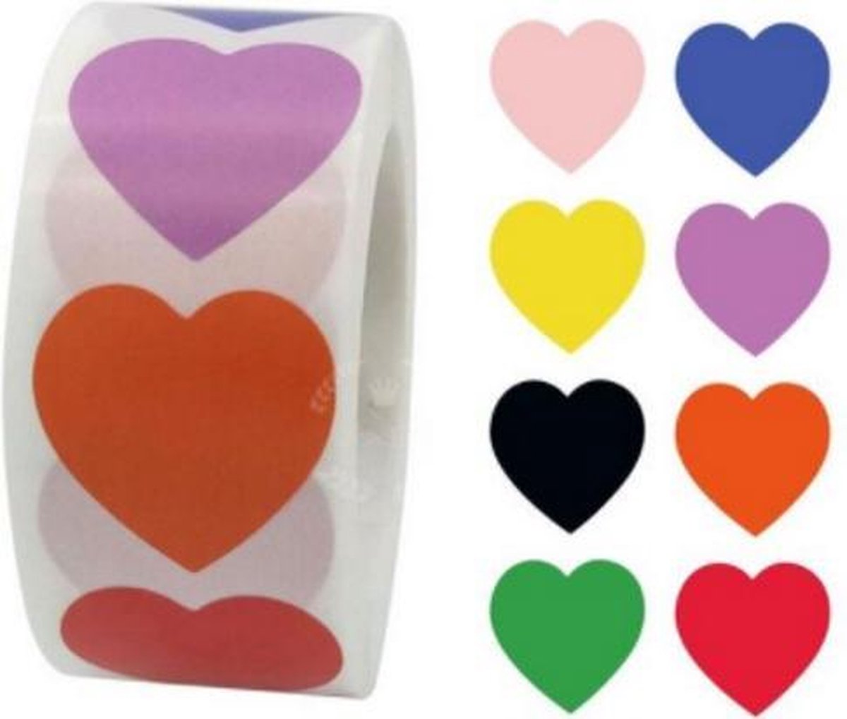 500 Stickers Mix Kleur Hart Op Een Rol - 2,5 cm - Stickers Hart - Label ...