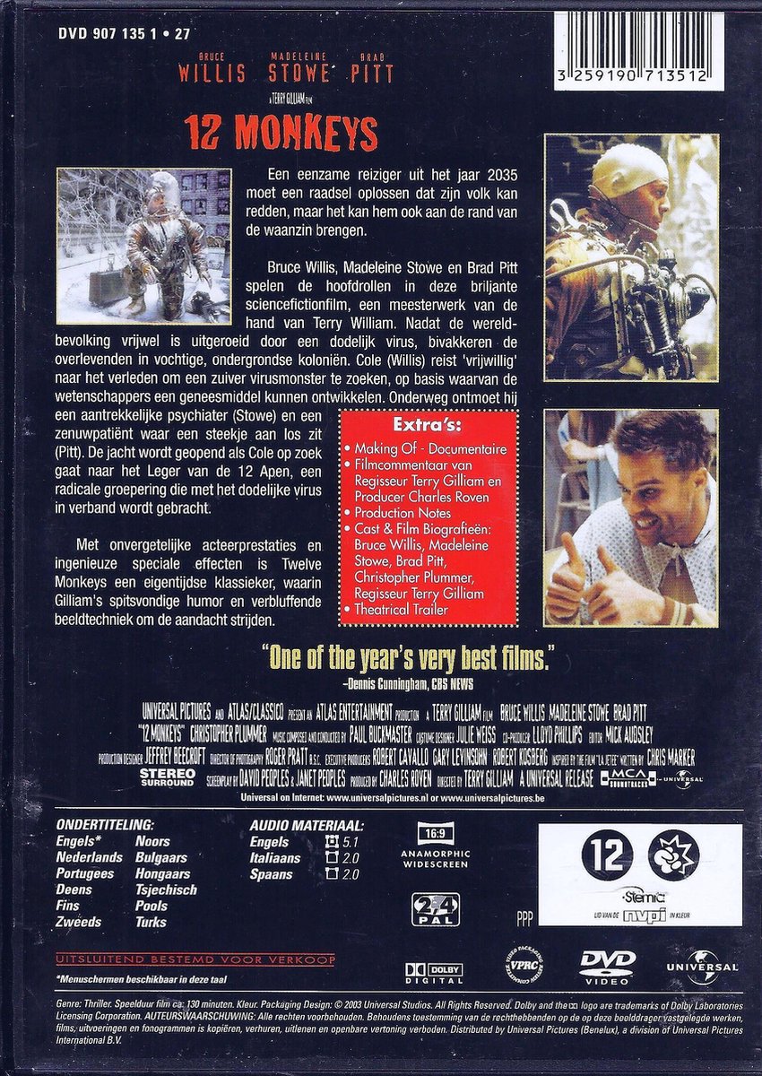 12 Monkeys (D) (Dvd), Bruce Willis | Dvd's | bol