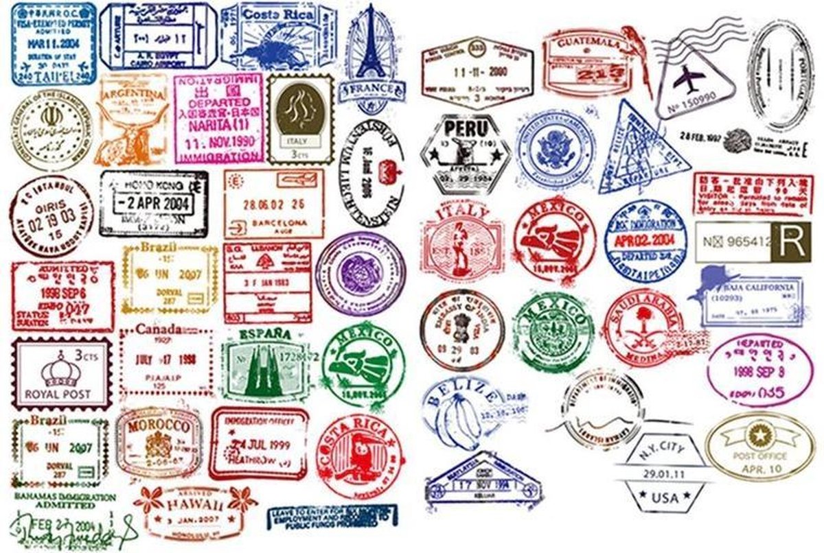 Paspoort stempel stickers - Reizen thema - 50 transparante visa stickers voor laptop,... | bol