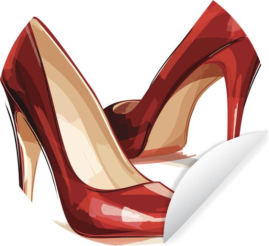 Illustration d'une paire de talons rouges sur fond blanc Sticker papier ...