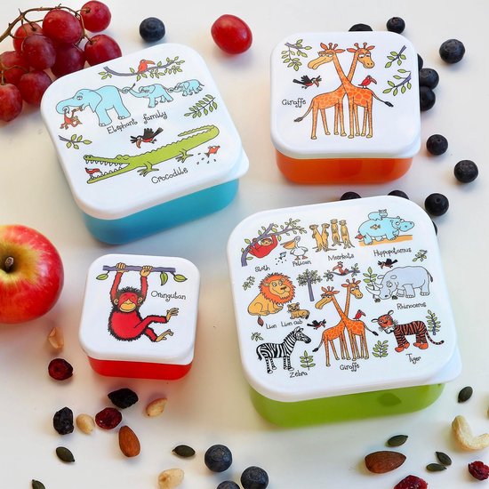 Jungle dieren kleine snackboxjes snackdoosjes set 4 stuks - Tyrrell ...
