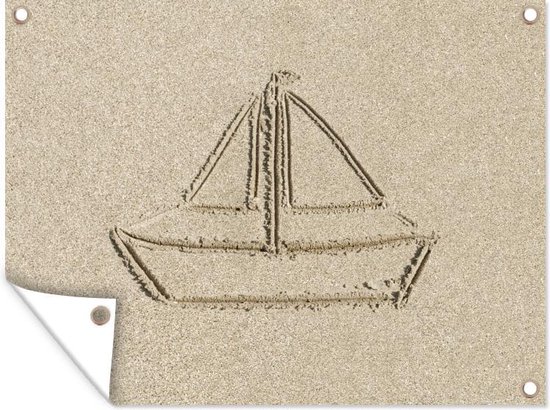 Tuin decoratie Boot getekend in zand - 40x30 cm | bol.com