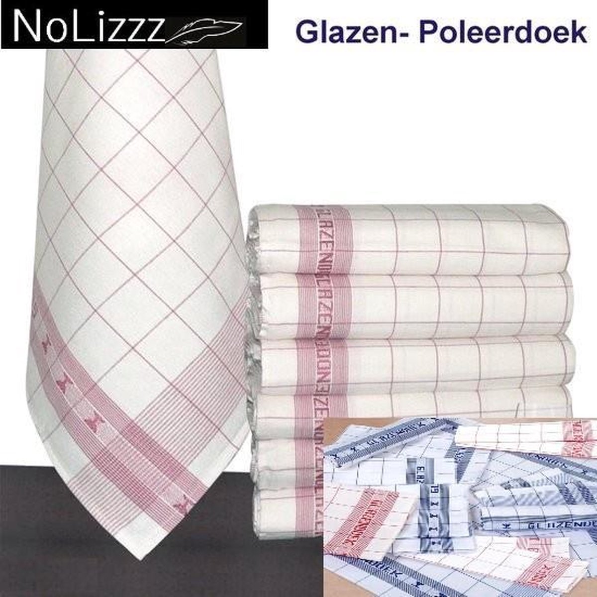 Glazendoek / Poleerdoek - Rood - 70x70cm - (per 6 stuks) - Leverbaar in ...
