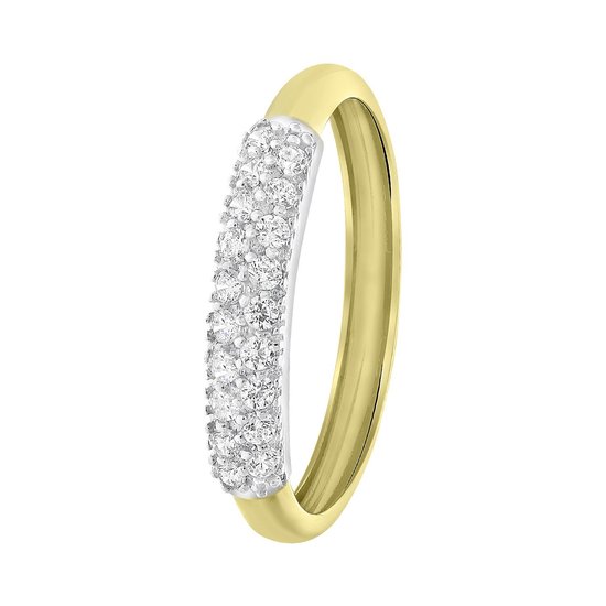 Lucardi - Dames Bicolor ring met zirkonia - Ring - Cadeau - 14 Karaat ...