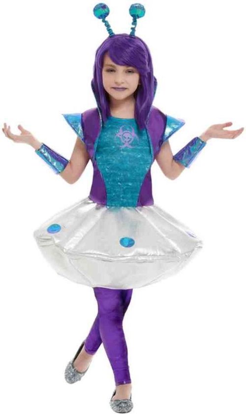 SMIFFY'S - Blauwe en paarse alien vermomming voor meisjes - 116/128 (4 ...