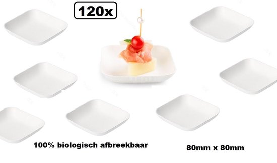 120x Amuse bord suikerriet vierkant 80x80mm wit next generation - Amuse ...