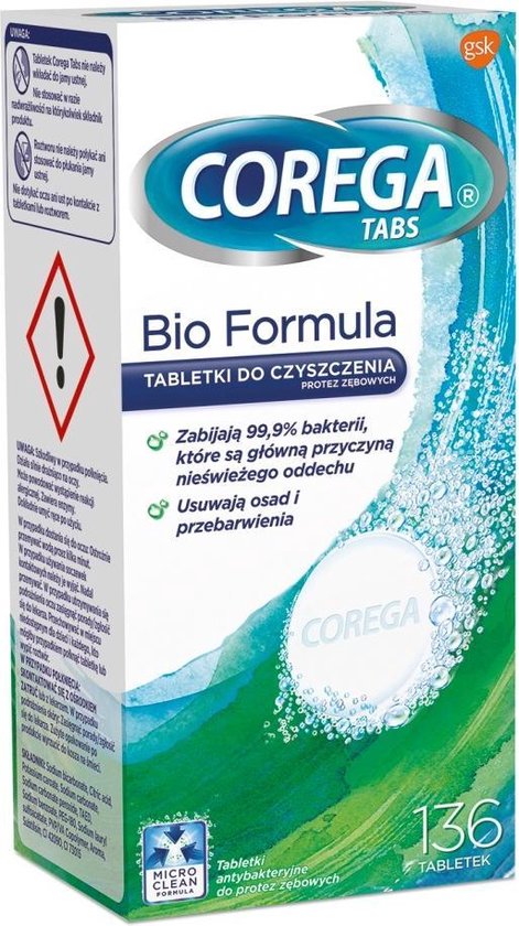 Corega - Tabs Bio Formula Denture Cleaning Tablets 136 Tablets | bol.com