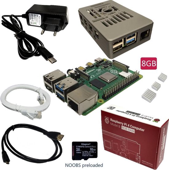 Raspberry Pi 4B - starter kit - 8GB - 16GB SD-kaart | bol.com