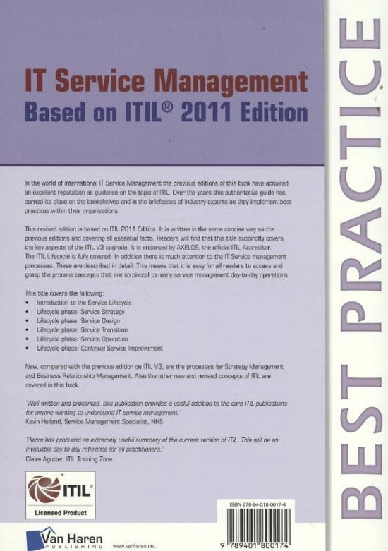 Best practice - IT service management based on ITIL 2011 edition ...