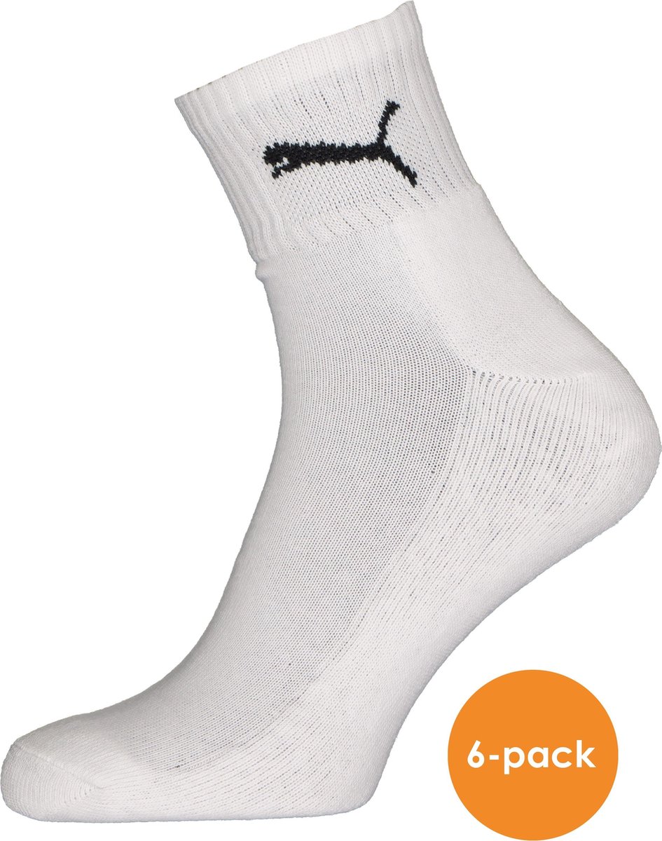 Puma unisex korte sportsokken (6-pack) - wit - Maat: 35-38 | bol.com