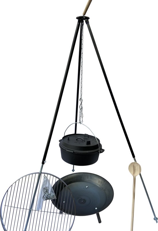 Super complete driepootset met dutch oven 8 L, luxe grillrooster en ...