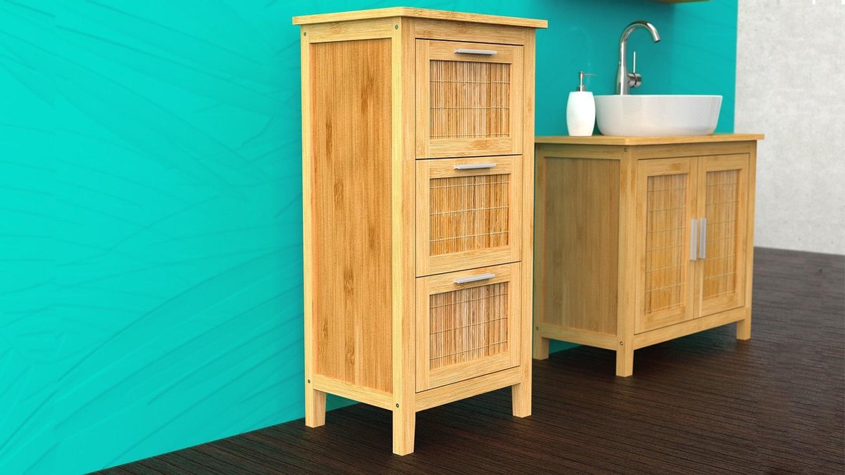 EISL BAMBOE Wastafel Onderkast - Bad Bamboeonderkast - Duurzaam - (B x ...