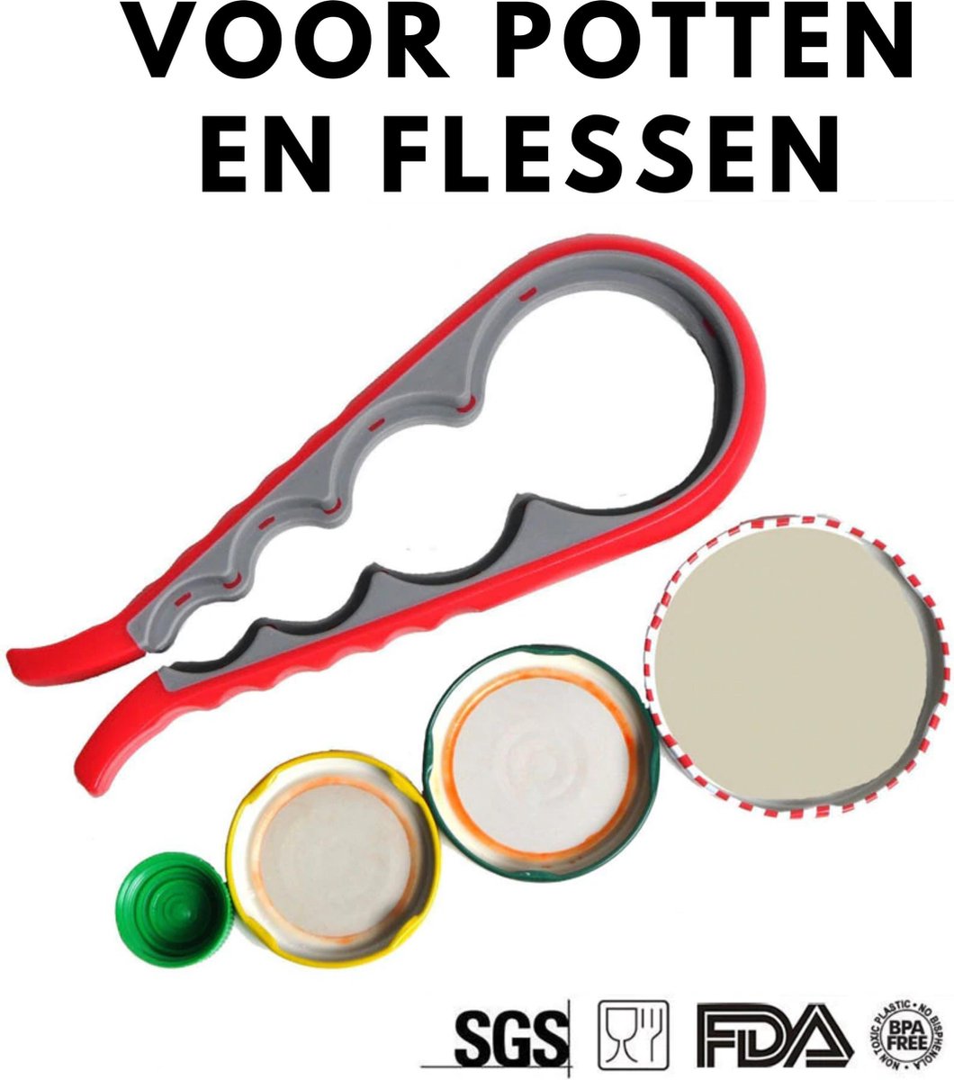 4-in-1 Allesopener - Universeel - Voor deksels en potten - Dekselopener ...