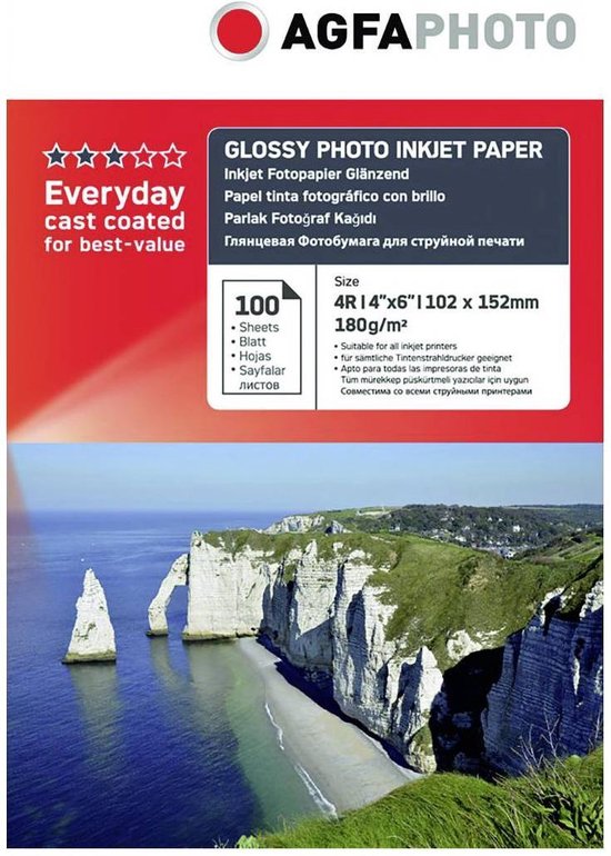AgfaPhoto Everyday Photo Inkjet Paper glossy 180g 10x15 100 vel | bol