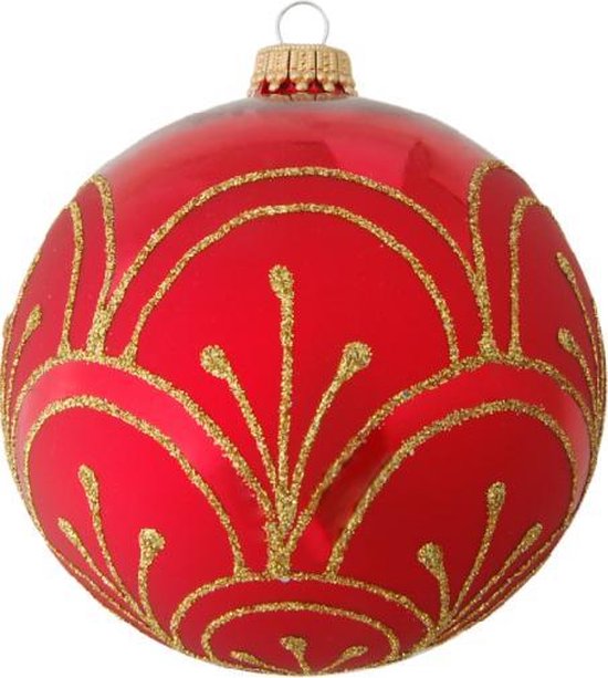Prachtige Kerstballen Rood met Chique Goud Design - set van 3 stuks ...