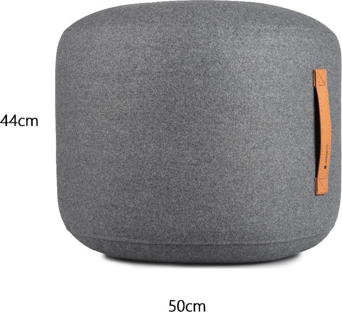 Coninx Poef Rond - Voetenbank - Wol - Leren Handvat - 50 x 44CM ...