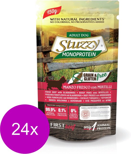 Stuzzy Dog Grain Free Monoprotein Pouch 150 g - Hondenvoer - 24 x Rund | bol