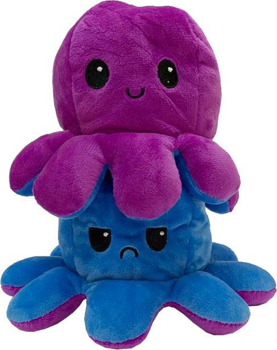 bol.com | Octopus Knuffel Plush - 15CM Omkeerbaar Paars / Blauw - Blij ...